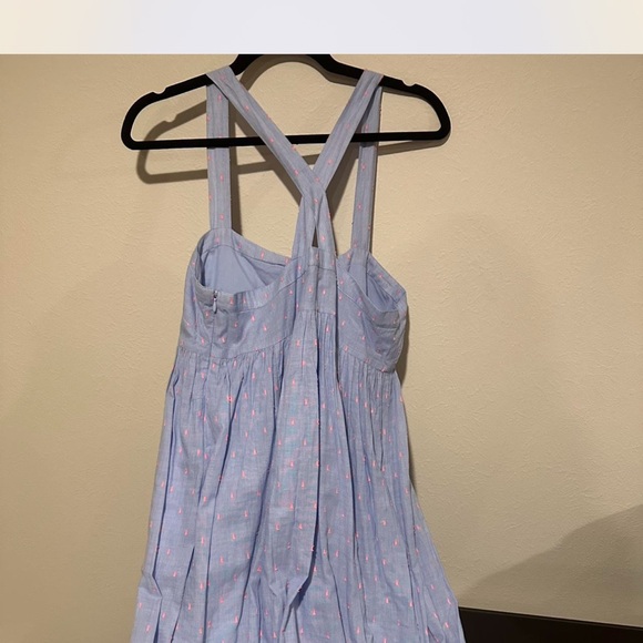 H&M | Dresses | Hm Blue And Pink Pleated Tiered Sundress | Poshmark